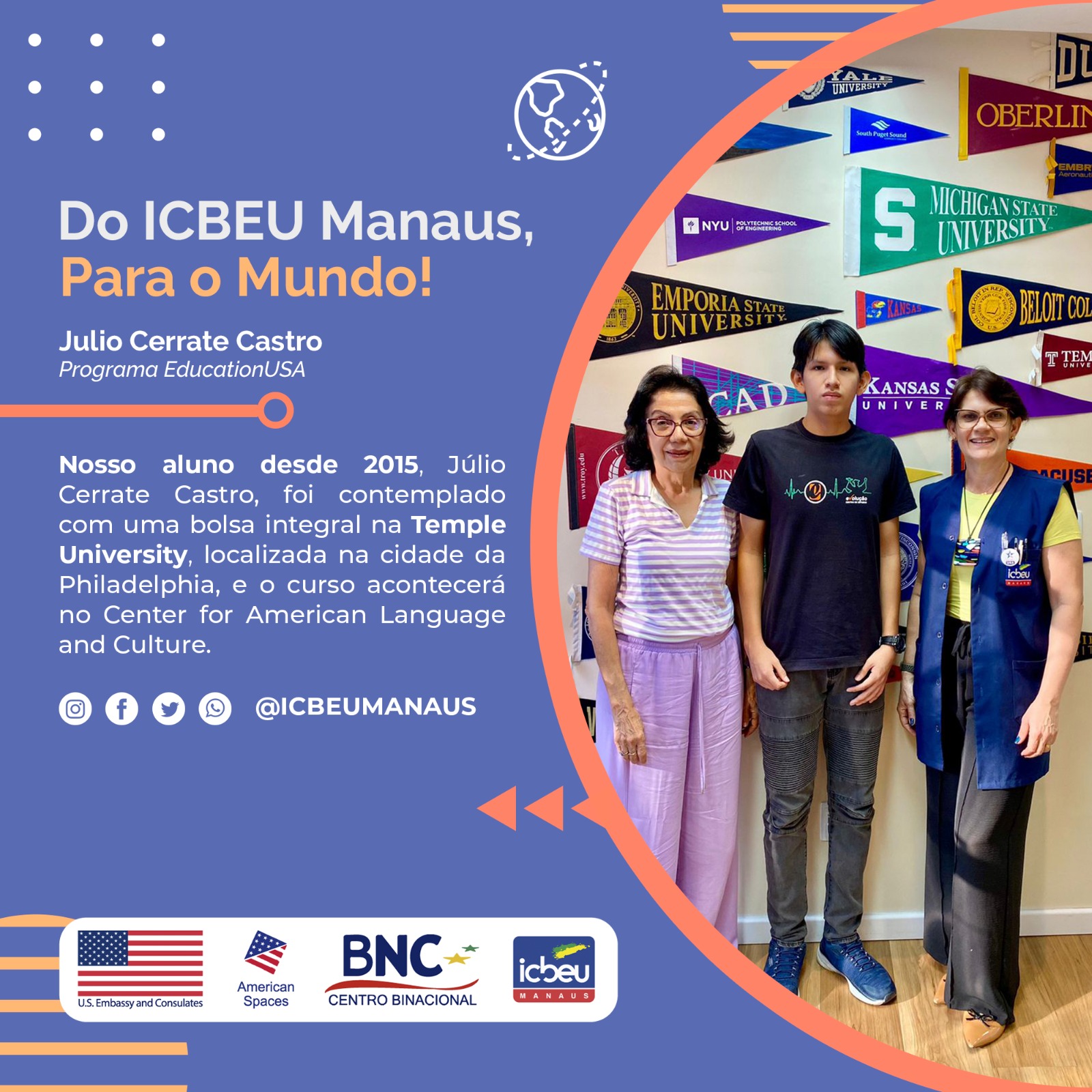 Aluno do ICBEU Manaus participa do programa EducationUSA Academy